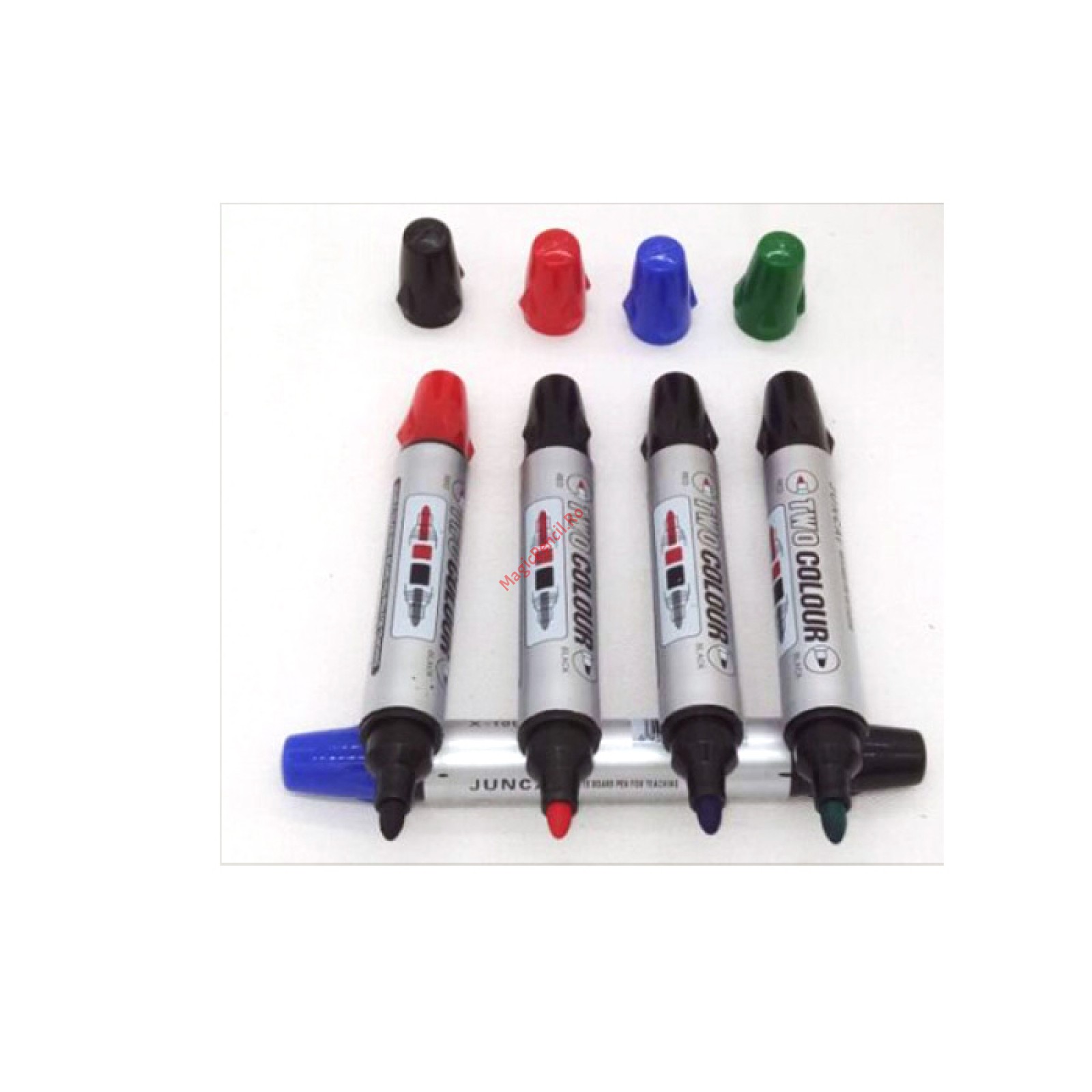 Marker tabla magnetica, 2 capete, Negru - Albastru